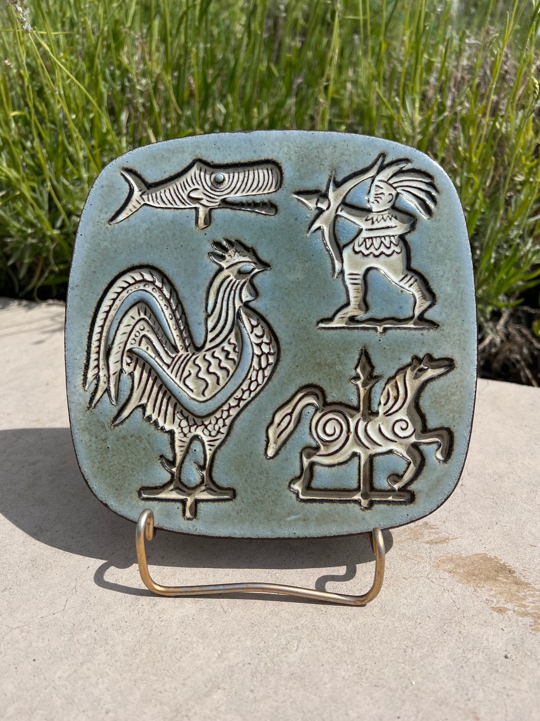 1956 Friley Fistick Red Clay Trivet: Early American Weathervane Design ...