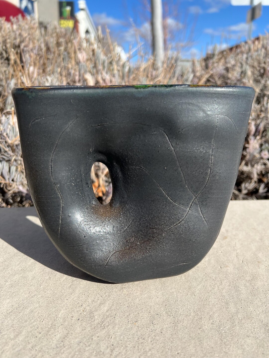 Altered Carved MCM Vessel Vase Form SIGNED With Initials and Impressed ...
