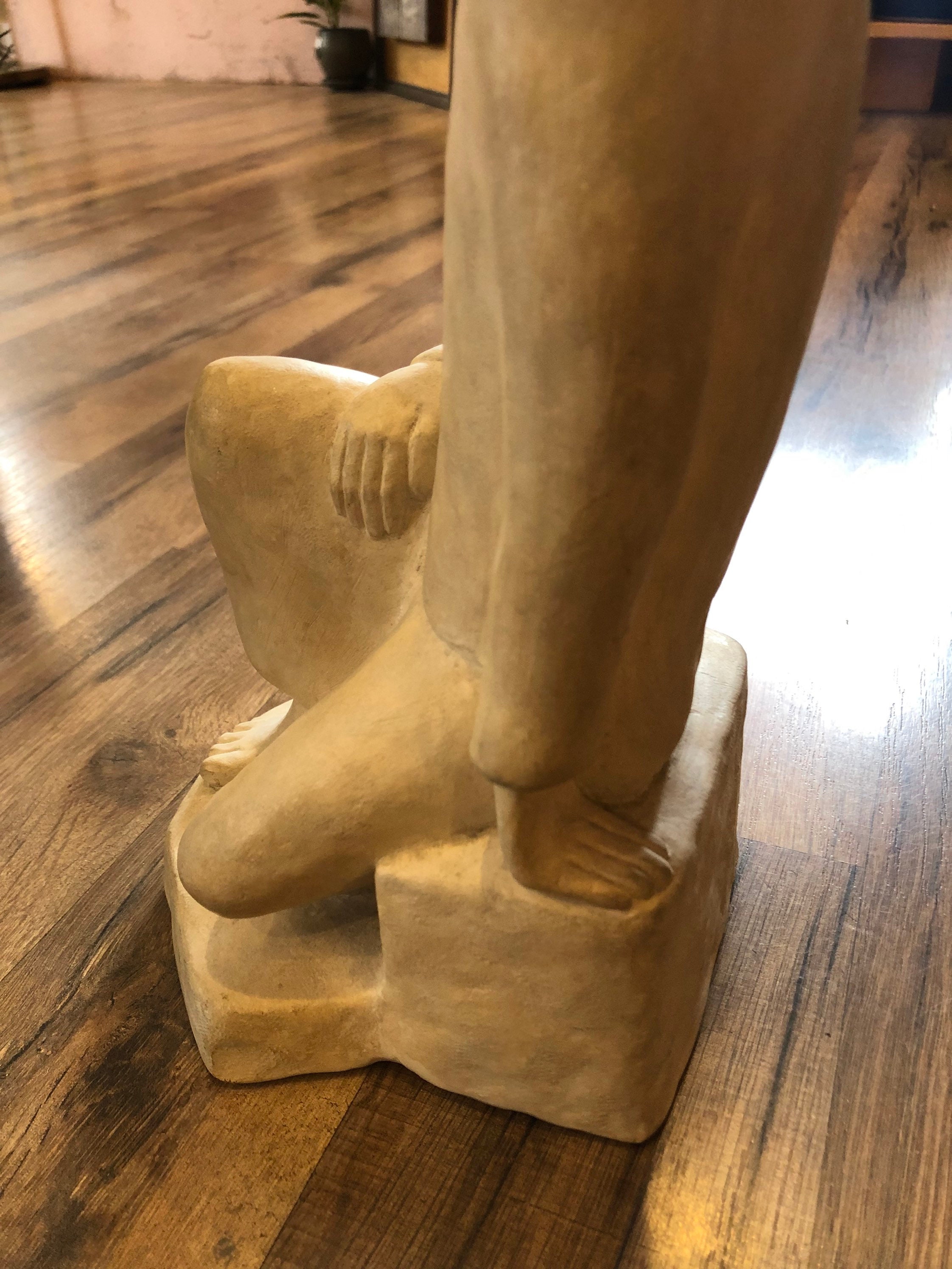 Circa 1940 WPA ERA White Clay Sculpture of Seated Man - Etsy