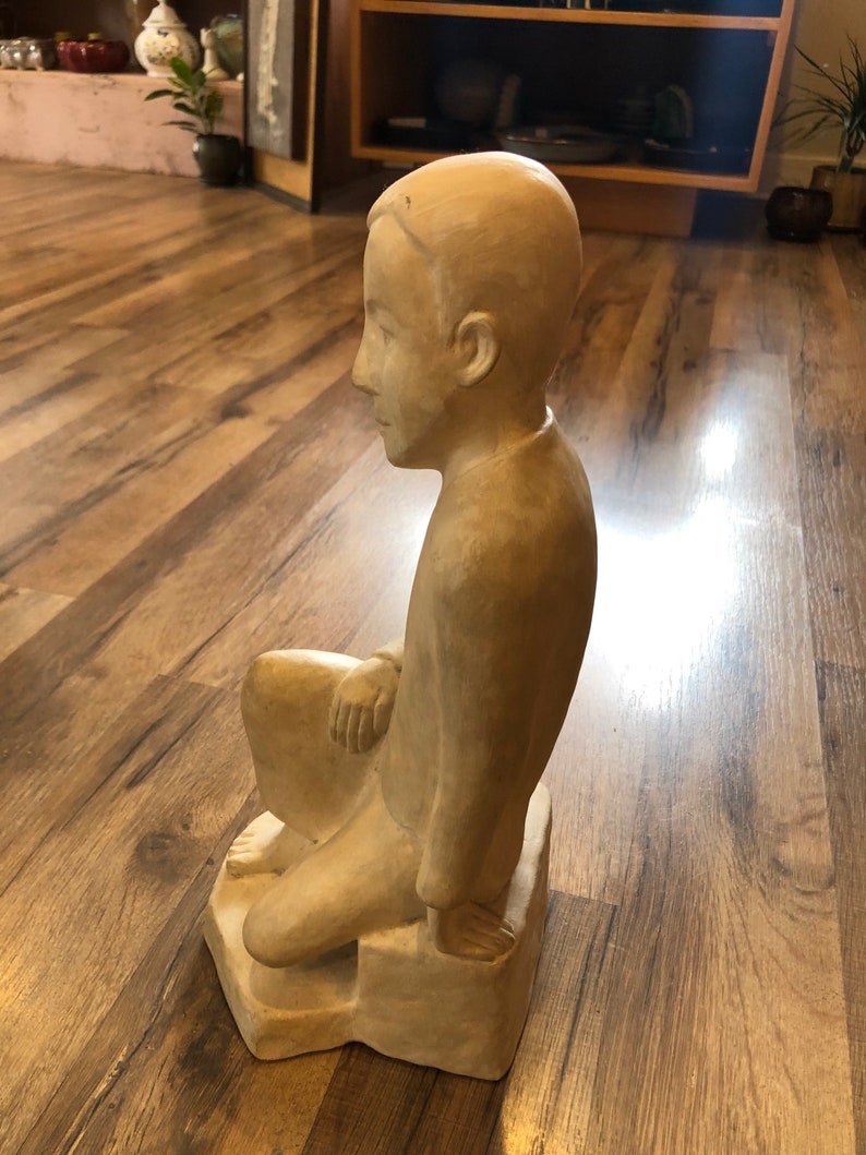 Circa 1940 WPA ERA White Clay Sculpture of Seated Man - Etsy