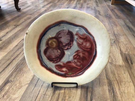 1973 Original Mod Modernist Decorated Plate Disk Form Signed 2 | Etsy