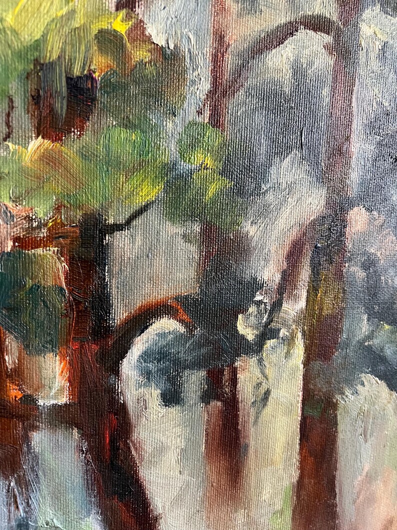 Vintage Mid-century Modernist Pine Tree Oil Painting, Dolores Samuels ...