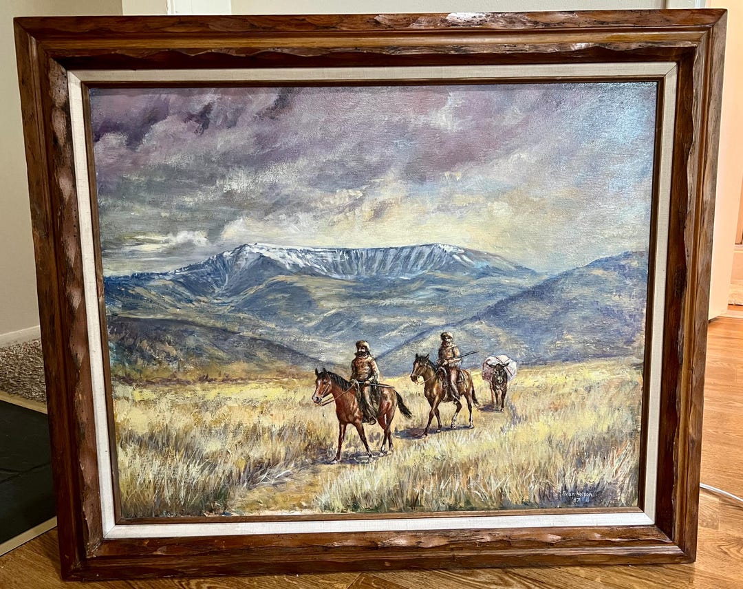 1987 Acrylic Painting "heading for Rendezvous" by Utah Artist Evan Guy ...