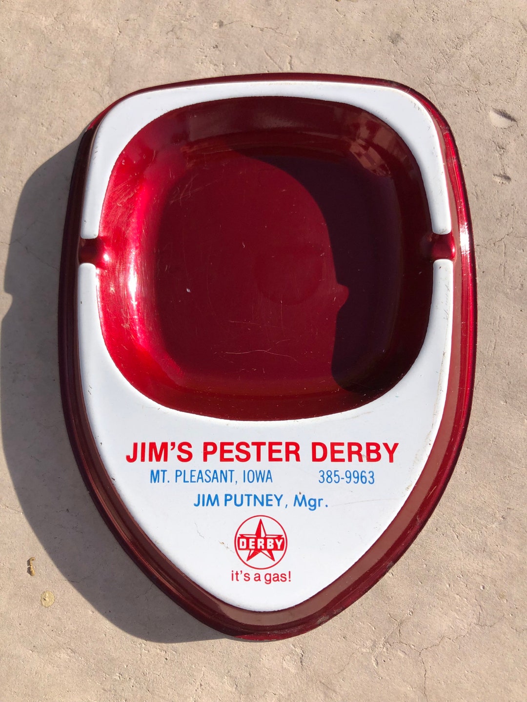 Circa 1970 MCM Jim's Pester Derby Gasoline Advertising Ashtray Mount ...