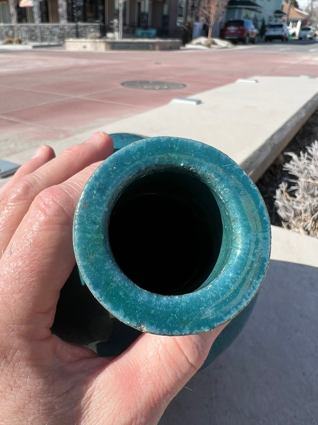 1930s Brown Clay Jug Vase: Striated Blue Drip Glaze - Etsy