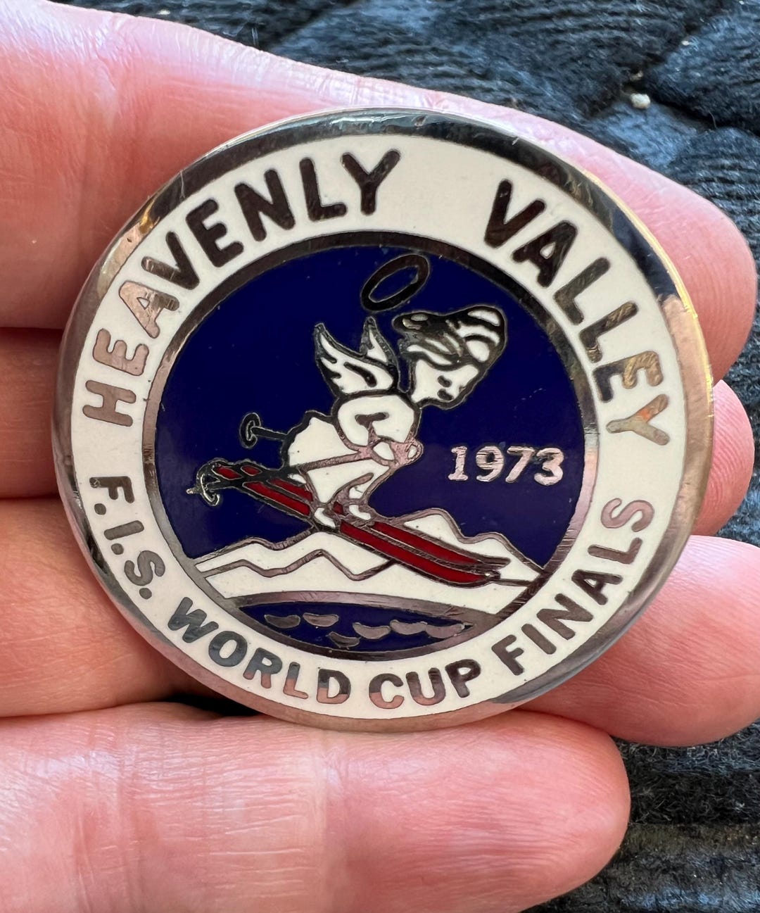 1973 Heavenly Valley FIS World Series Finals Skiing Enamel Pin Badge ...