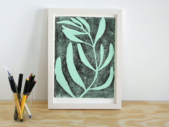 Plant Modern Original Woodblock Print Poster - Etsy