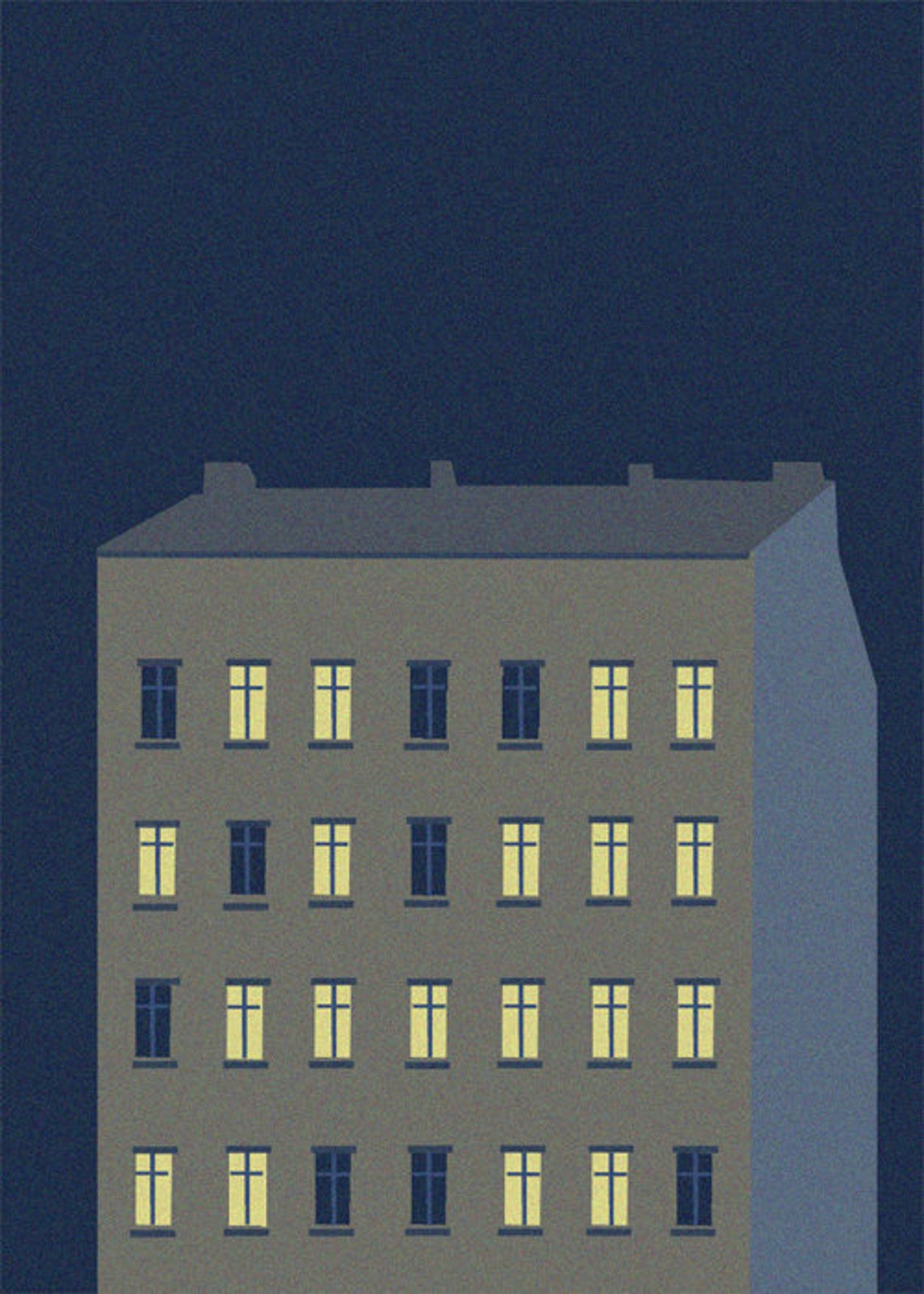 Berlin House GIF Animation, Lit Windows Animated Gif GIF Illustration ...