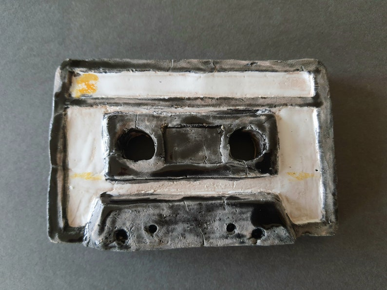 Ceramic Cassette Tape, Fired and Glazed Clay Art Object Nostalgic Music ...