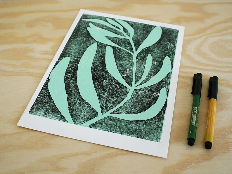 Plant Modern Original Woodblock Print Poster - Etsy