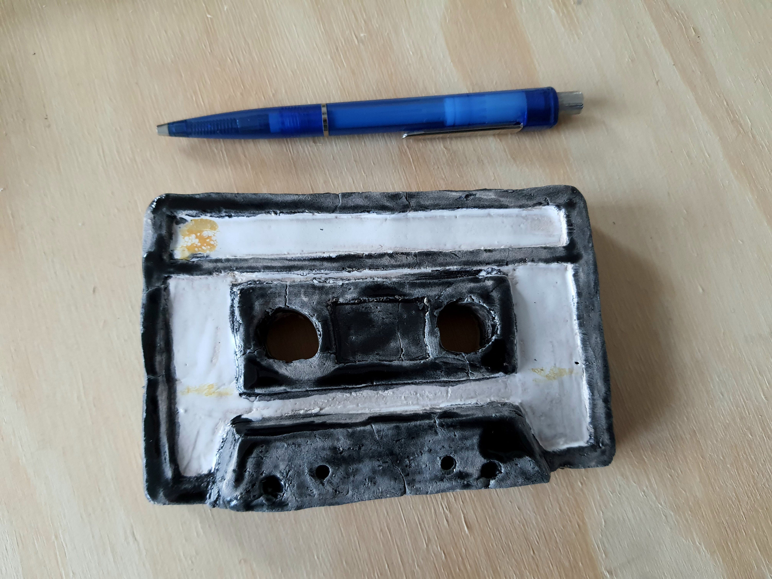 Ceramic Cassette Tape, Fired and Glazed Clay Art Object Nostalgic Music ...