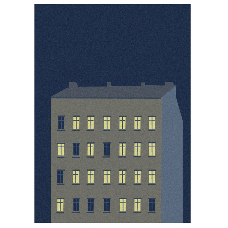 Berlin House GIF Animation, Lit Windows Animated Gif GIF Illustration ...