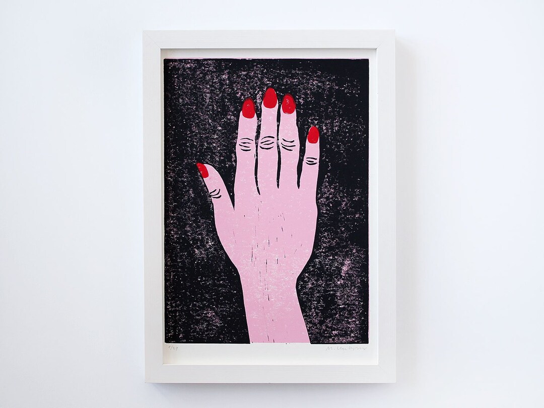 Red Nails Original Linocut Print Poster - Etsy
