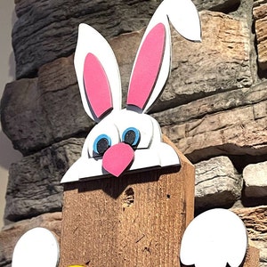 Hello Spring Sign With Bunny Peeking Over a Fence, Gate, Spring Decor ...