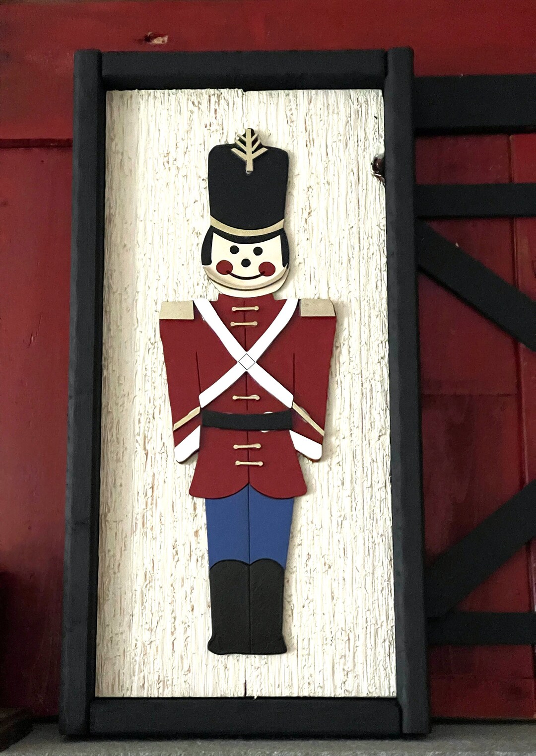 Nutcracker Framed Christmas Wall Signs Red Nutcracker Suit. Rustic ...
