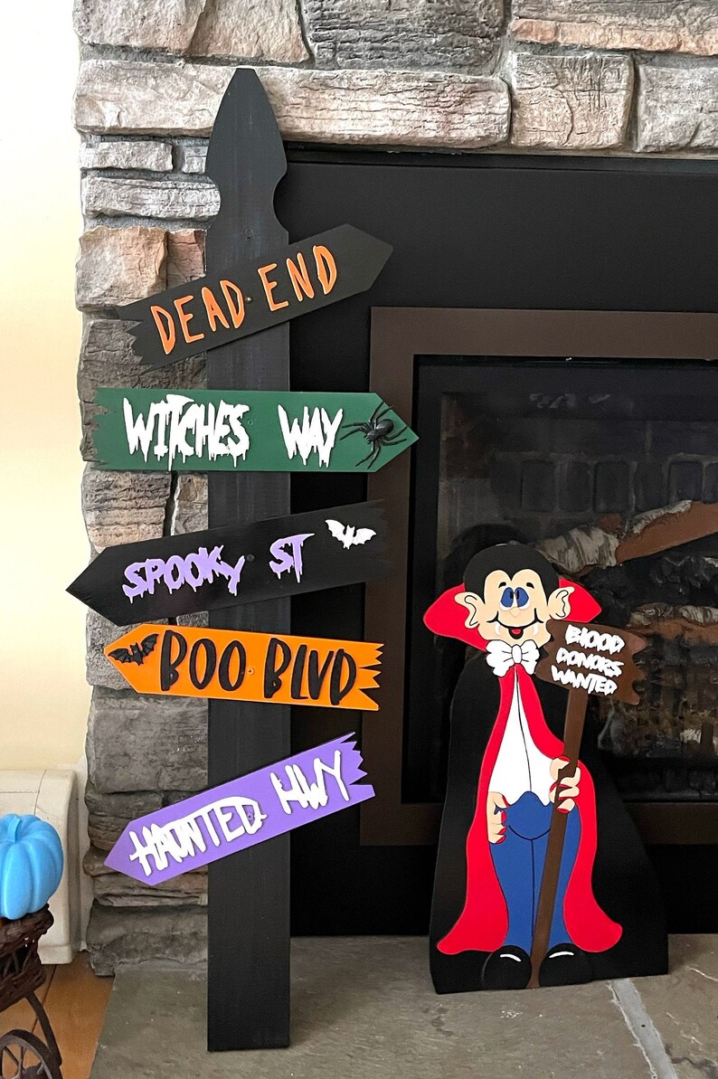 Halloween Signs With Arrows and Sayings Boo Blvd Haunted Hwy - Etsy