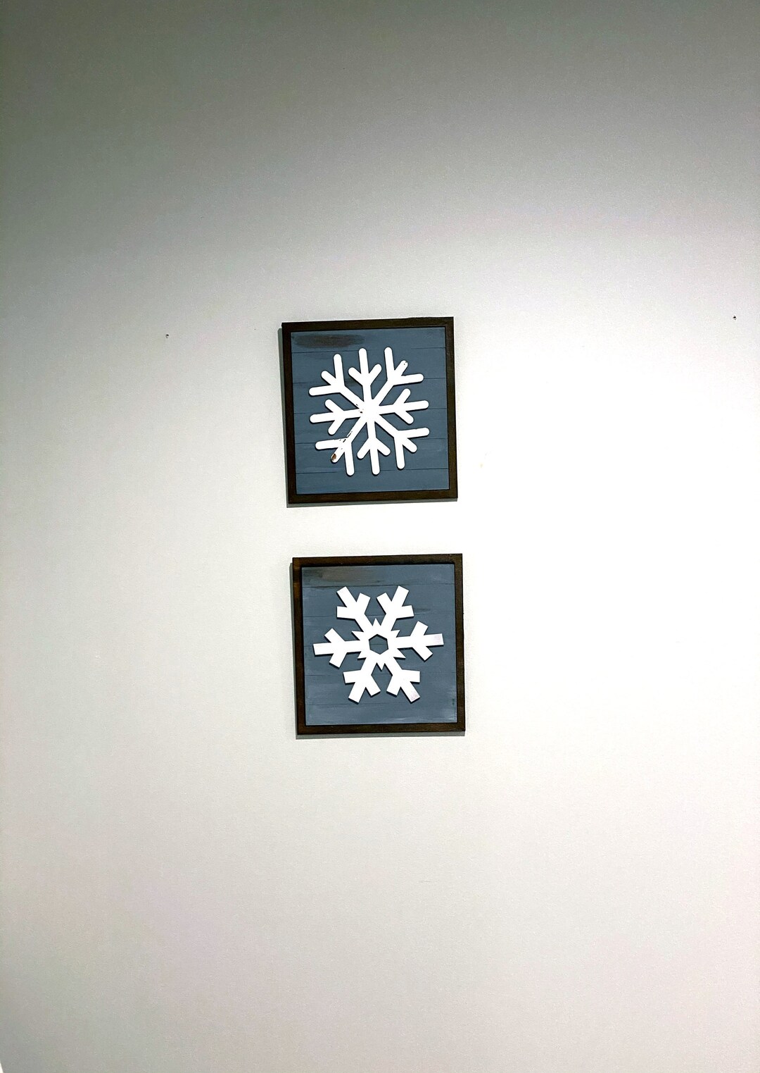 Pair of Rustic Art Frames of Snowflakes Gray, White, Brown in Color. - Etsy