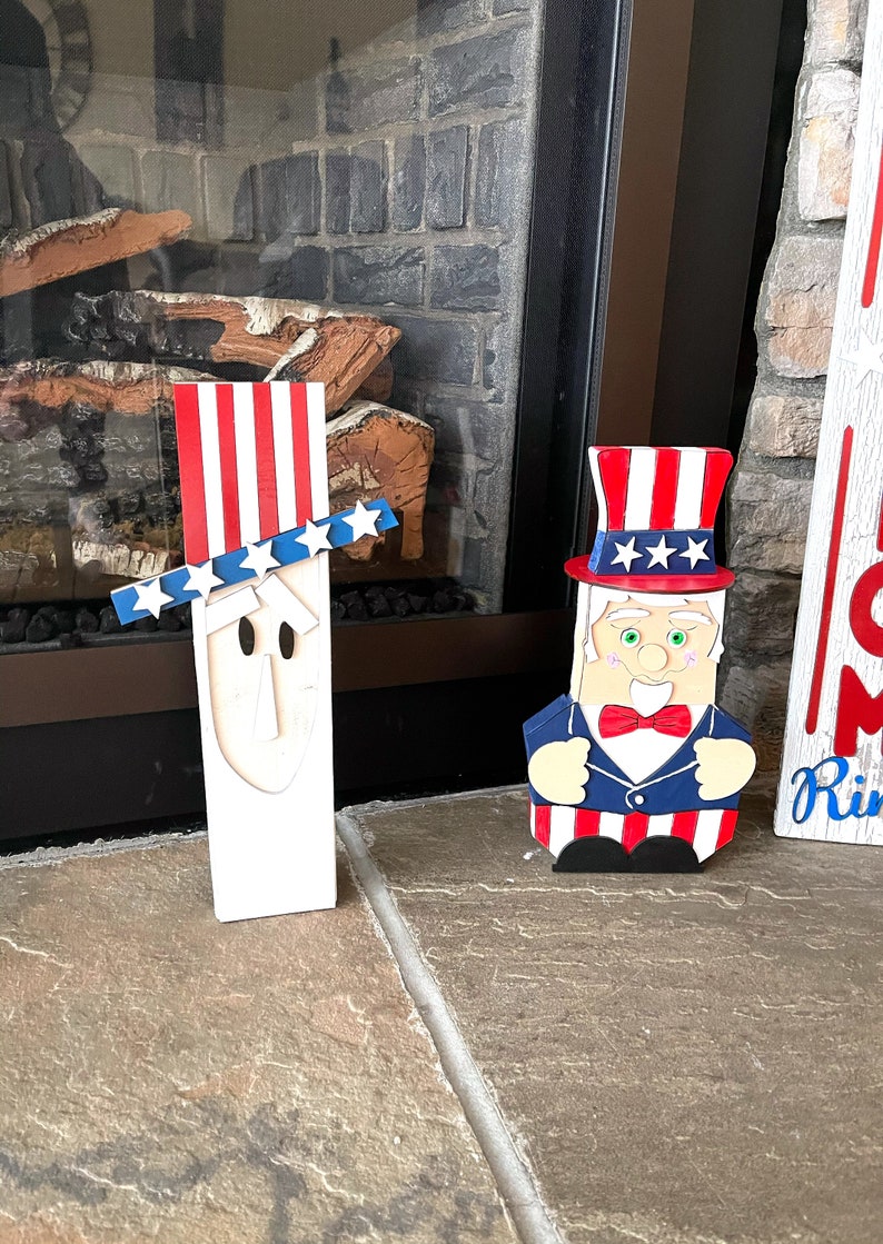 Uncle Sam Patriotic Block Decor Independence Day 4th of - Etsy