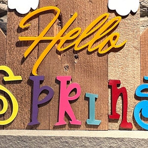 Hello Spring Sign With Bunny Peeking Over a Fence, Gate, Spring Decor ...