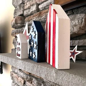 3 Independence Day Home/house Blocks, Stars and Stripes, Home of the ...