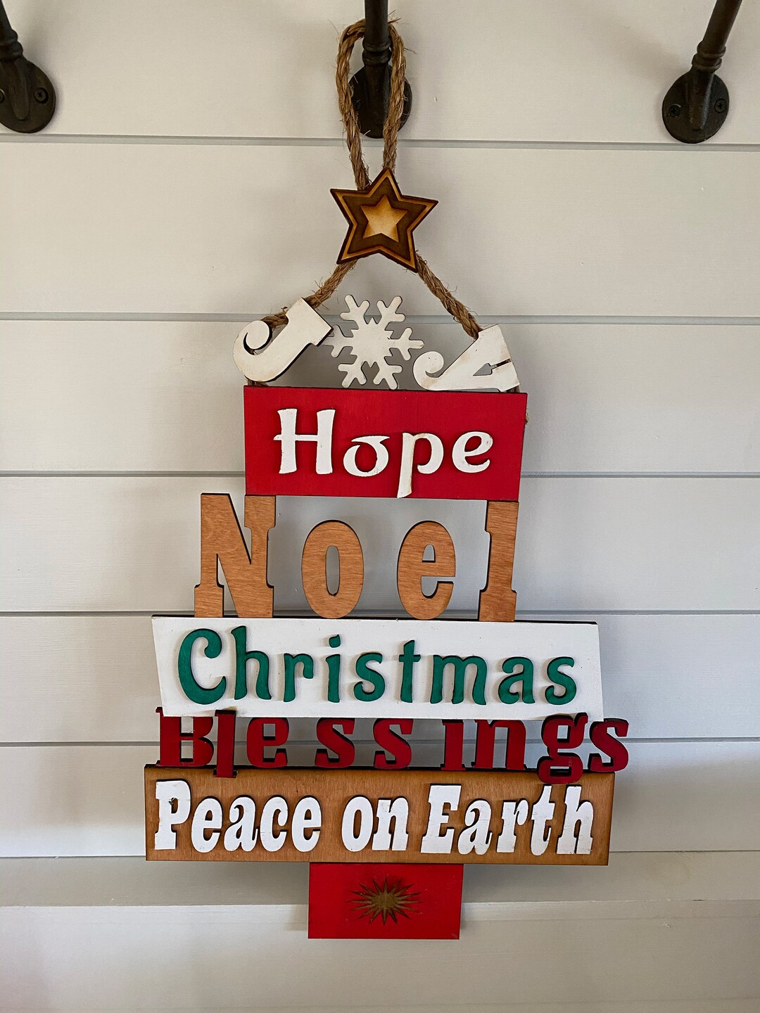 Hanging Christmas Hope Tree Sign Sample of Made to Order Item. Peace on ...