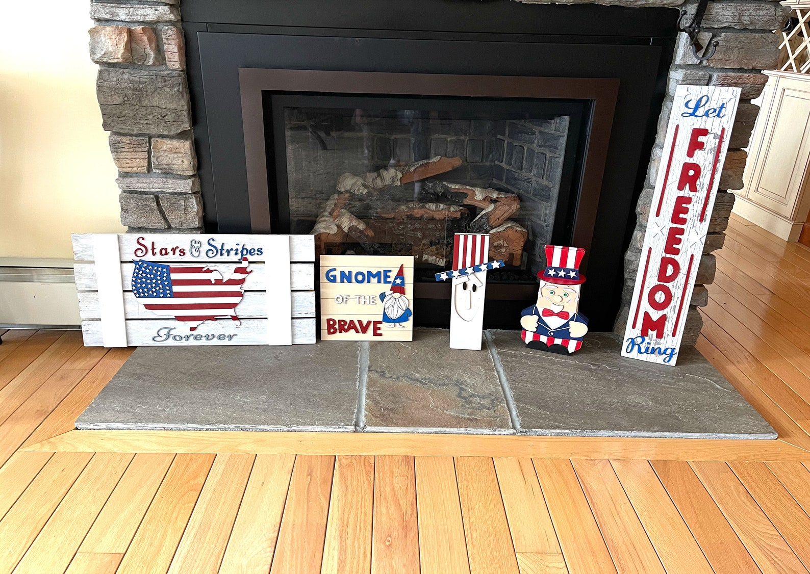 American Flag Home Block Designs Four Blocks With a Letter - Etsy