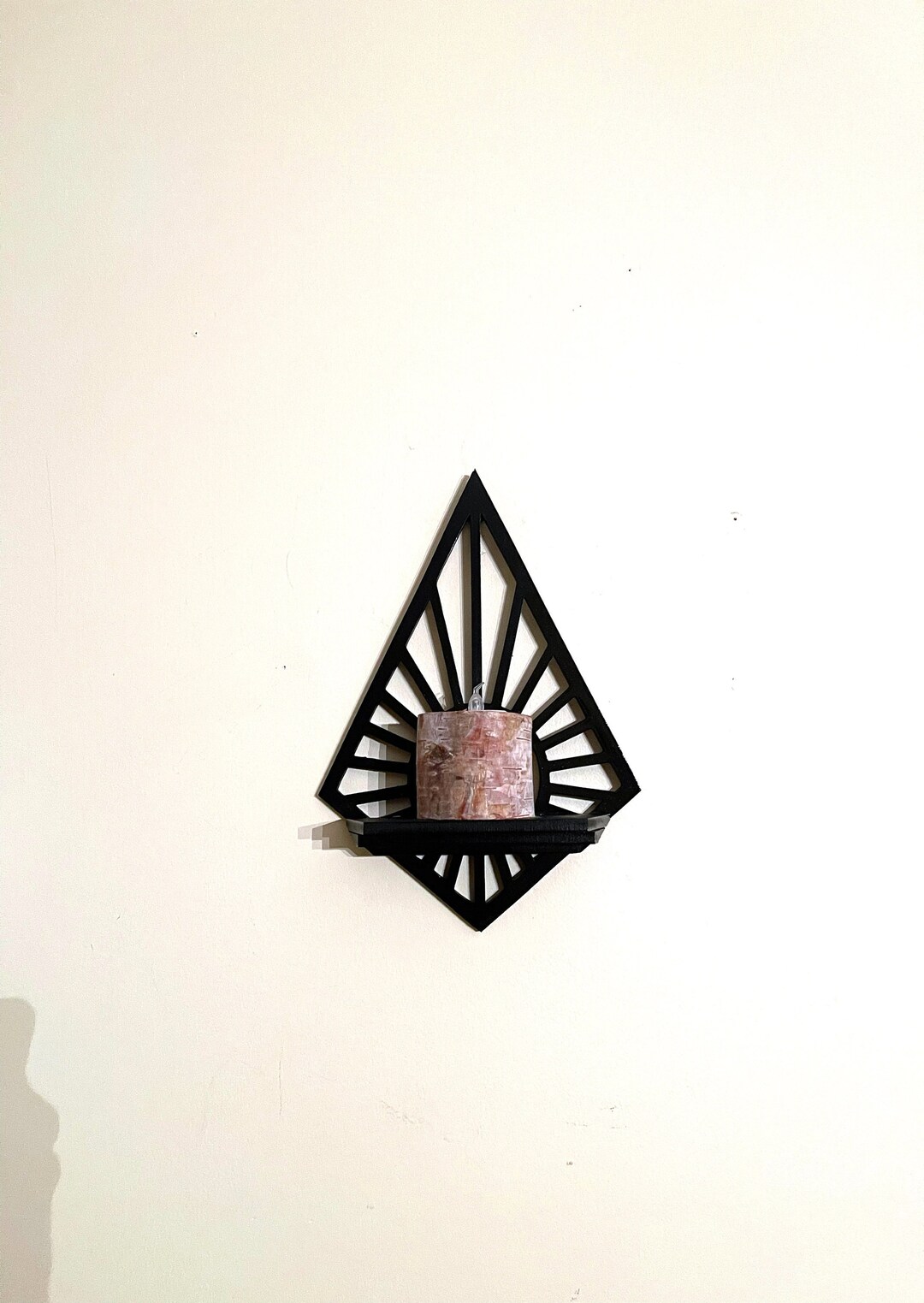 Black Wall Shelf Diamond Shaped Shelf in Black With a Sunrise Design - Etsy