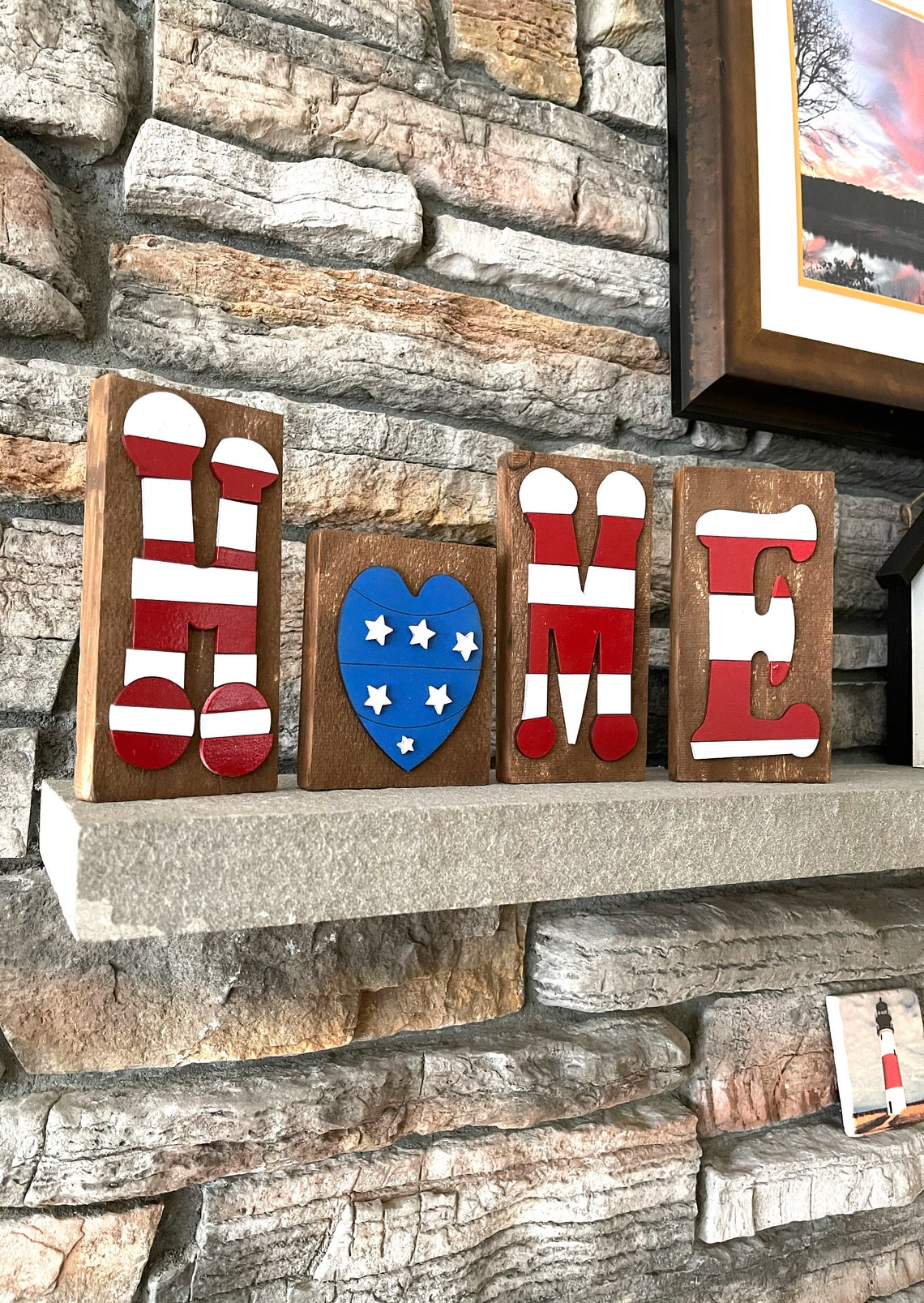 American Flag Home Block Designs Four Blocks With a Letter - Etsy