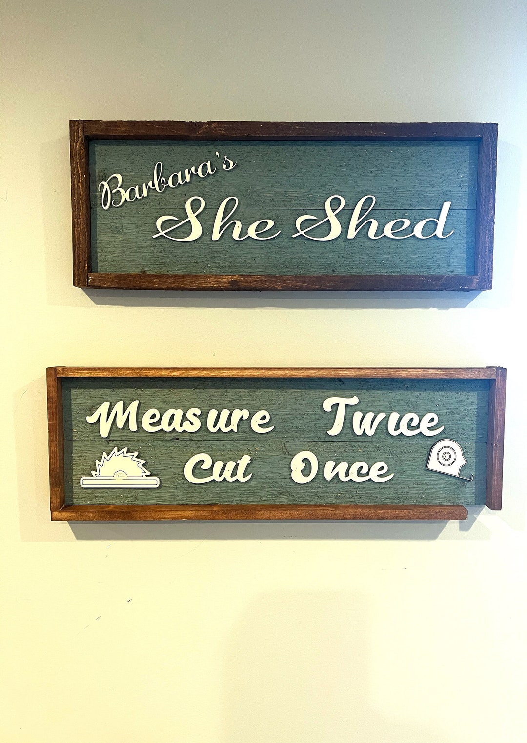 Framed Measure Twice, Cut Once Sign for Workshop, Craftroom ...