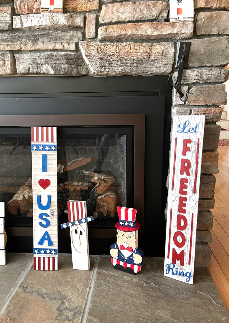 Uncle Sam Patriotic Block Decor Independence Day 4th of - Etsy