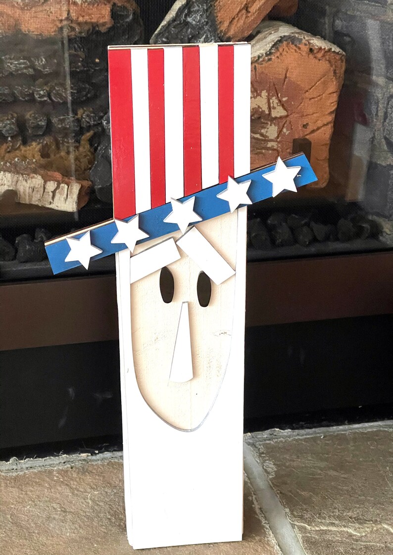 Uncle Sam Patriotic Block Decor Independence Day 4th of - Etsy