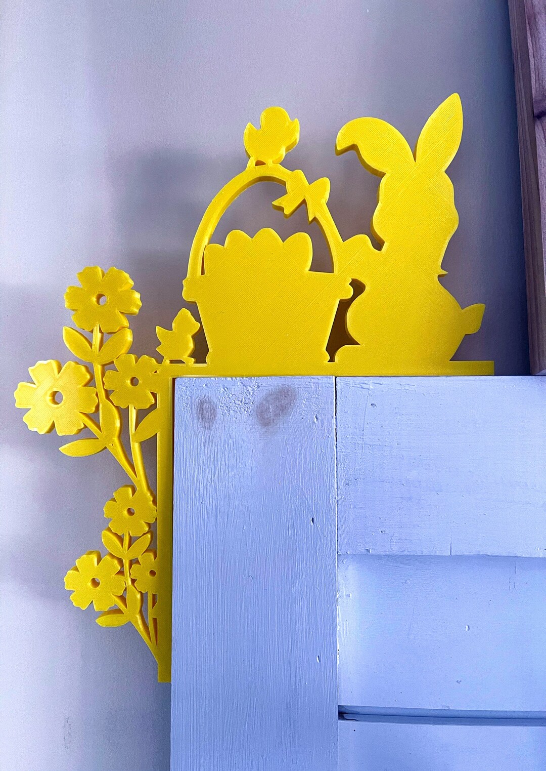 Happy Easter Decor With Bunny, Eggs, Flowers Door Corner Decor Made for ...