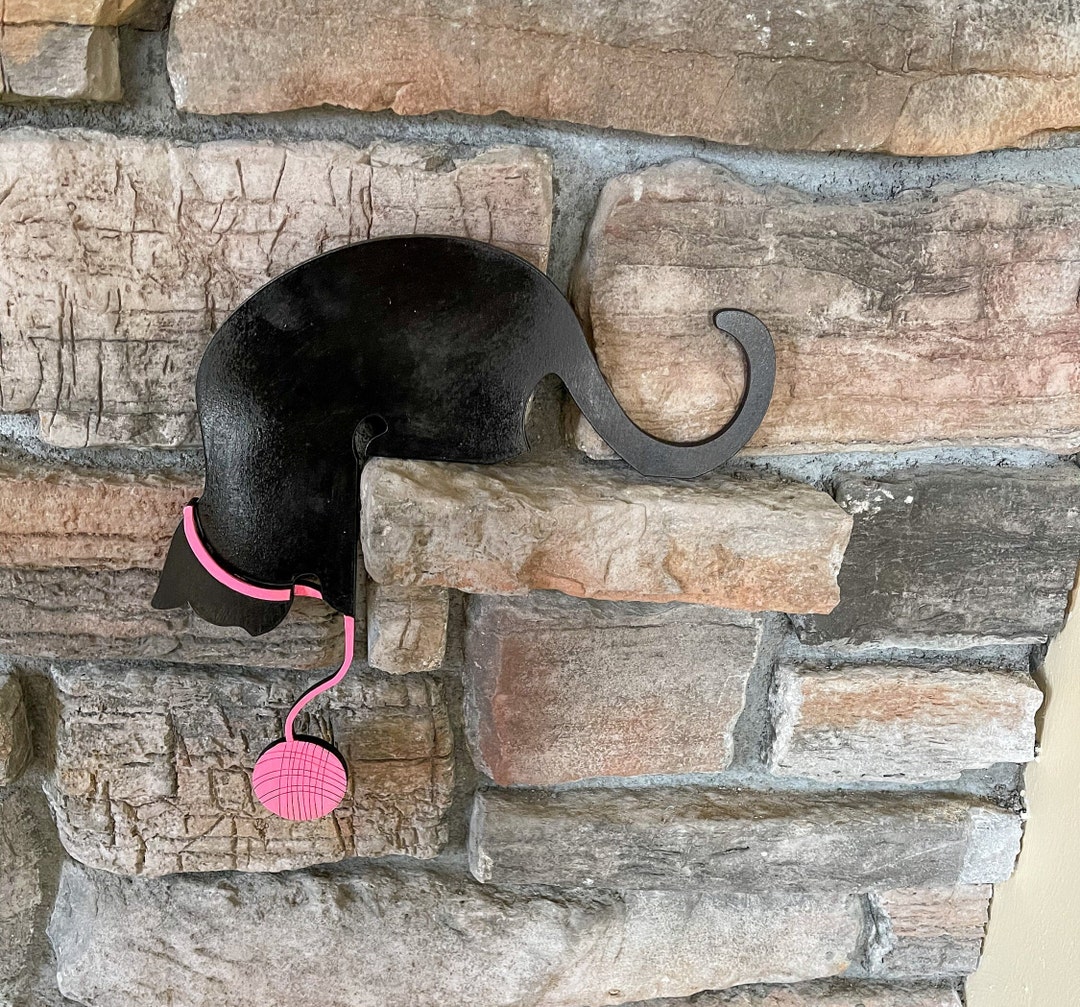 Black Cat Chasing a Ball of Yarn - A Beautiful Decor for Your Door or ...