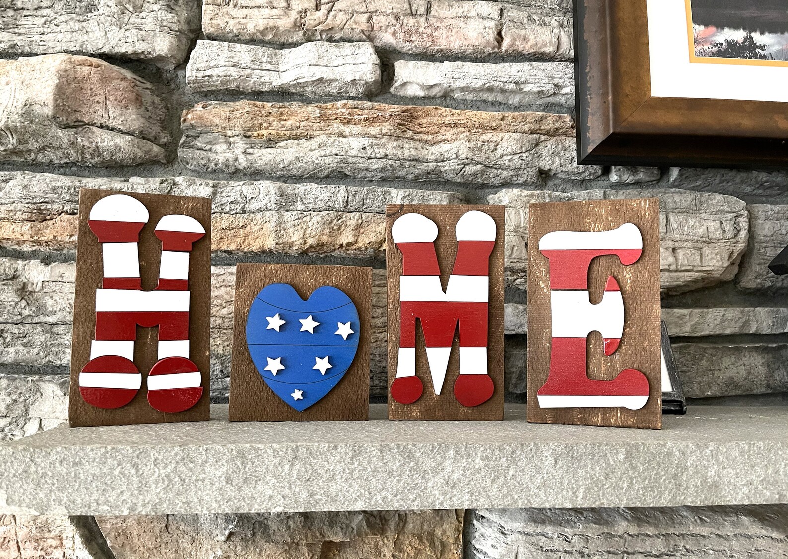 American Flag Home Block Designs Four Blocks With a Letter - Etsy