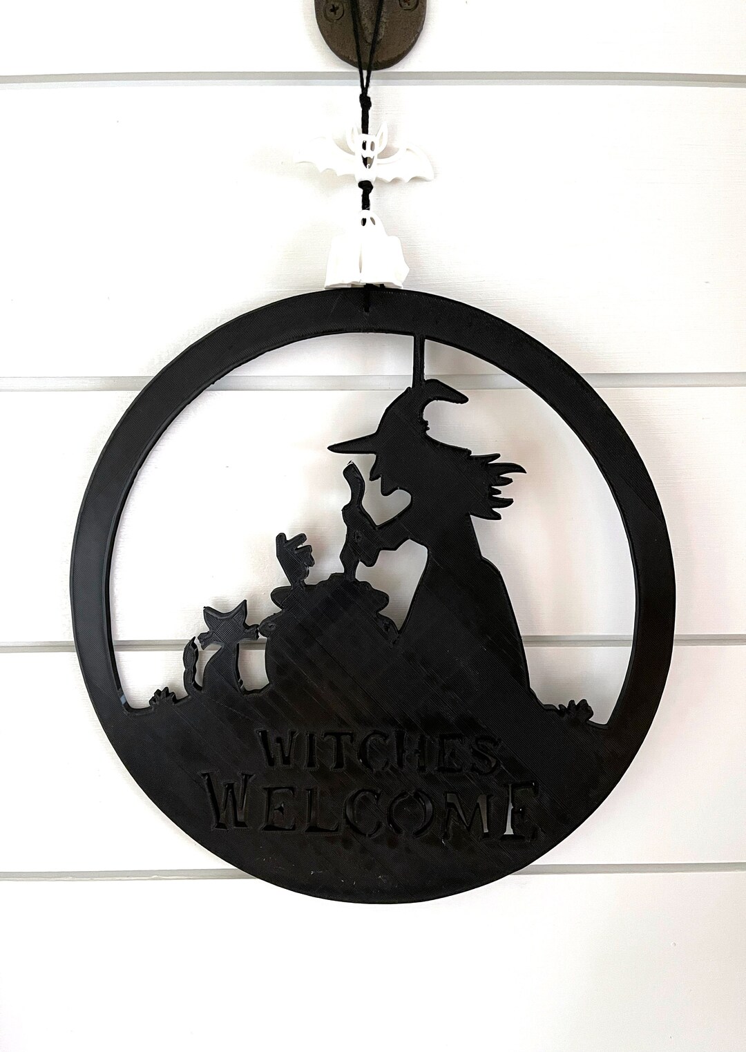 Witches Welcome Round Sign 3D Printed With Ghost and Bat Beads - Etsy