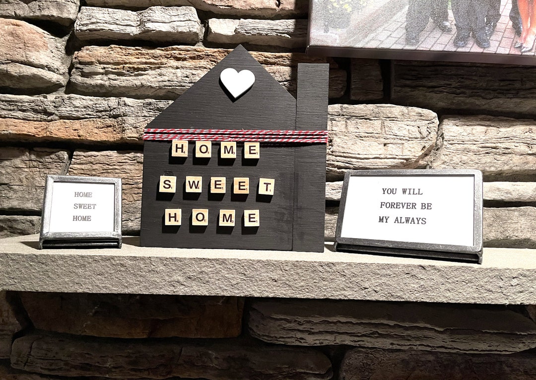 Rustic House Home Sweet Home Block Decor With Scrabble Tiles - Etsy