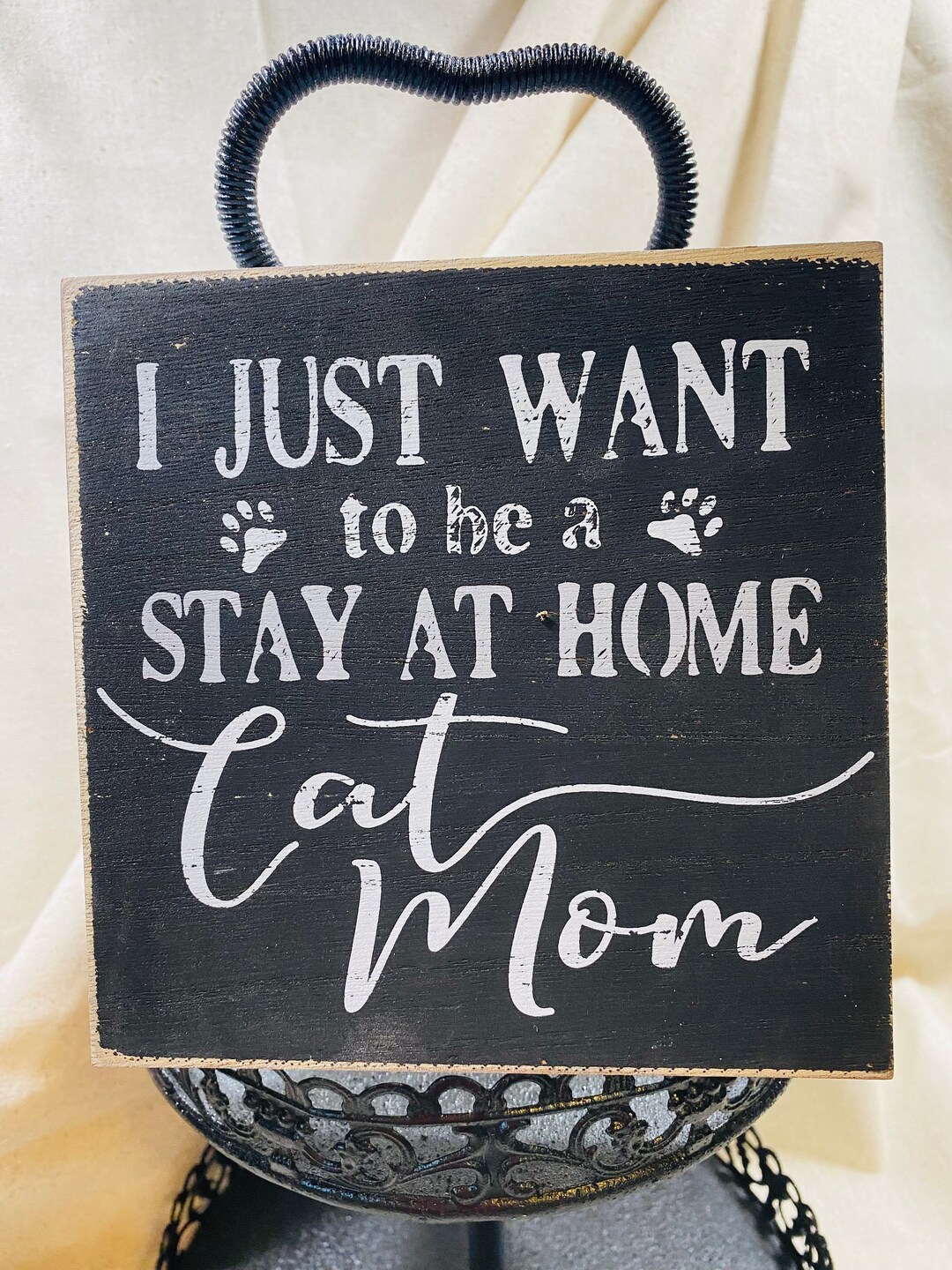 Wooden Table Top Cat Mom Sign Cat Mom Tier Tray Cat Cat - Etsy