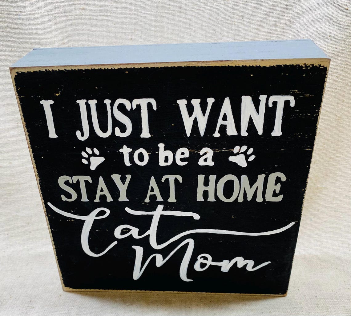 Wooden Table Top Cat Mom Sign Cat Mom Tier Tray Cat Cat Lover Loves ...