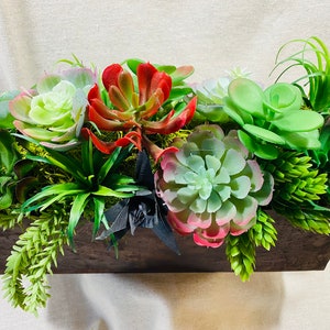 Primitive Rusted Planter Box With Artificial Succulents, Western Decor ...