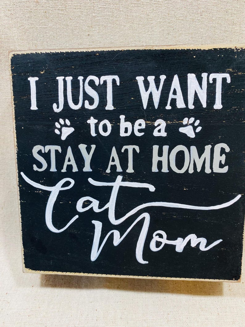 Wooden Table Top Cat Mom Sign Cat Mom Tier Tray Cat Cat Lover Loves ...