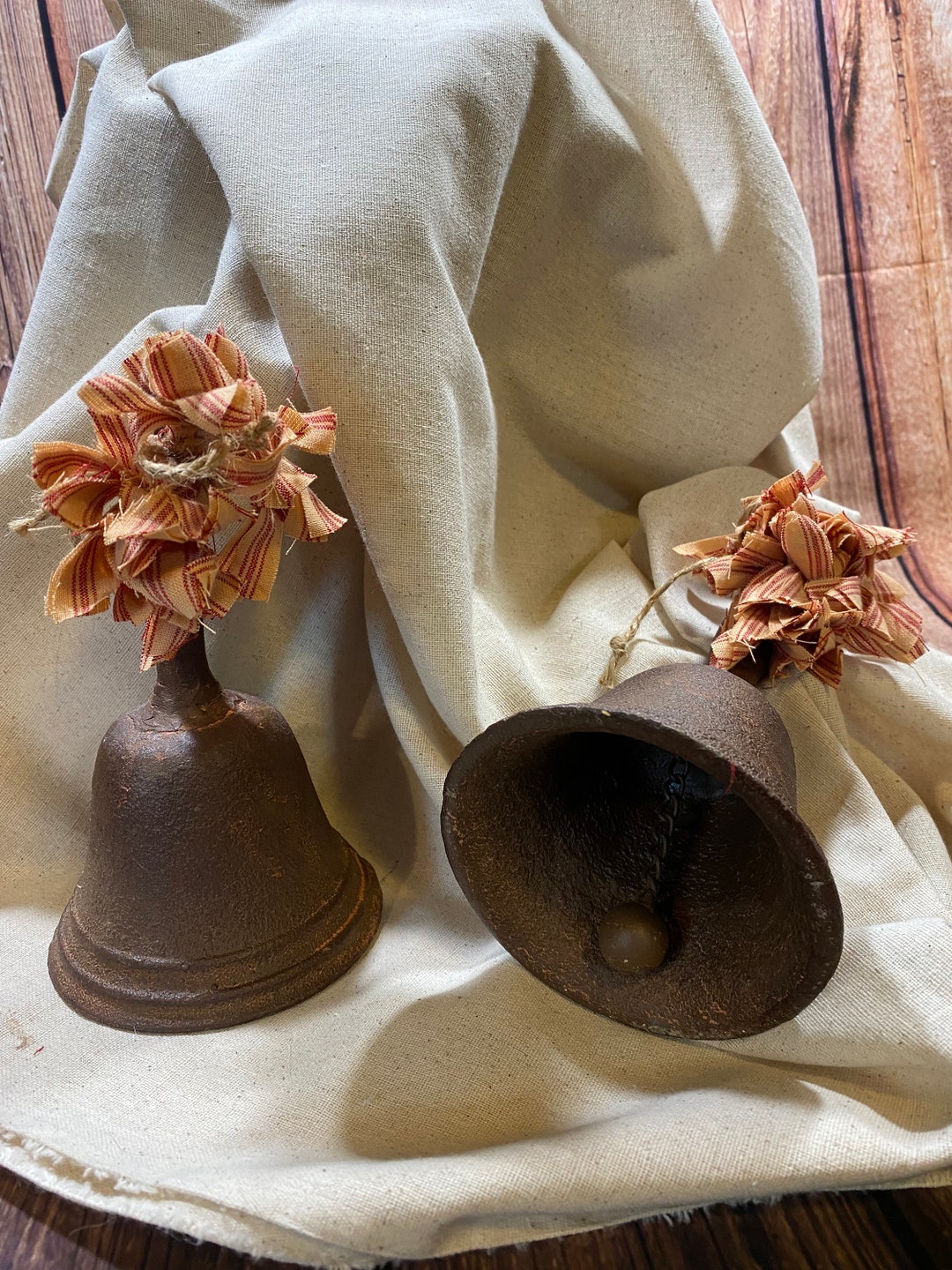 Antique Hand Bell, Cast Iron Hand Bell, Bell With Clanger, Heavy Iron ...