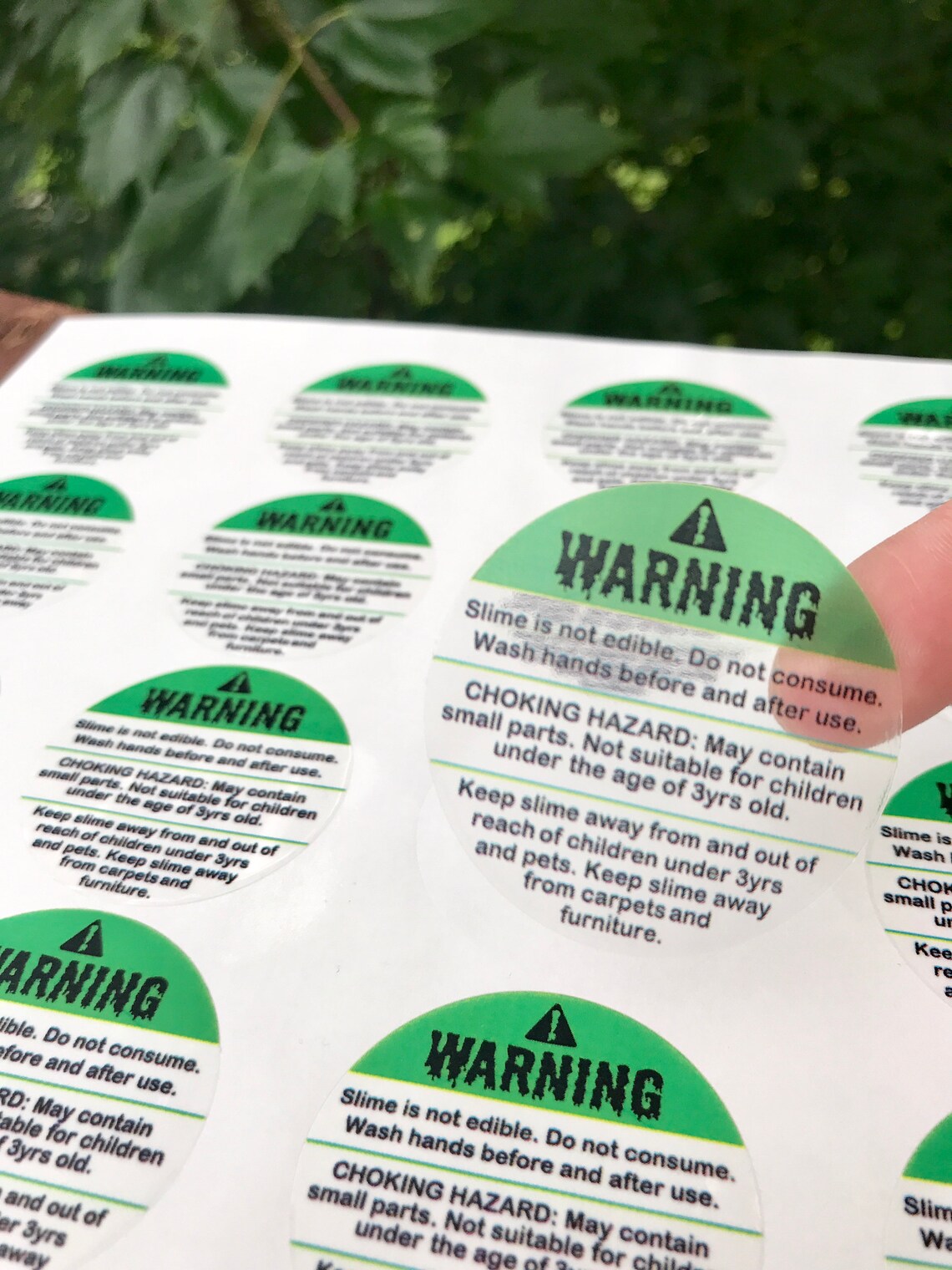 Clear Slime Warning Stickers - Etsy UK