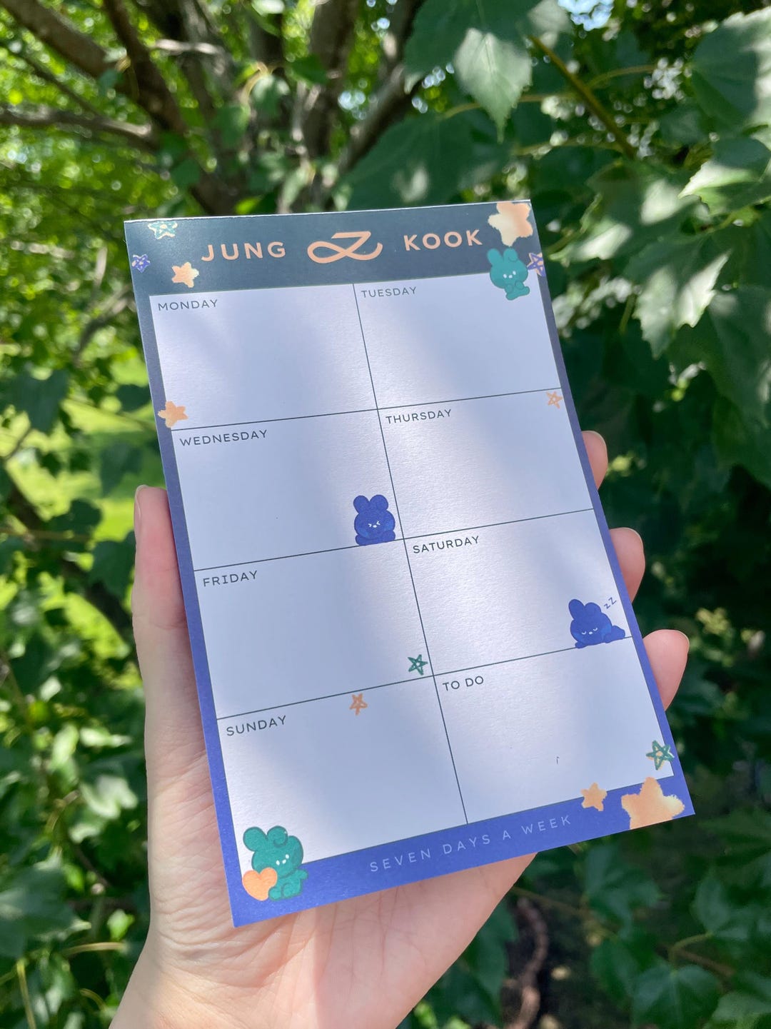 Jungkook Golden Seven Day Weekly Planner Notepad - Etsy