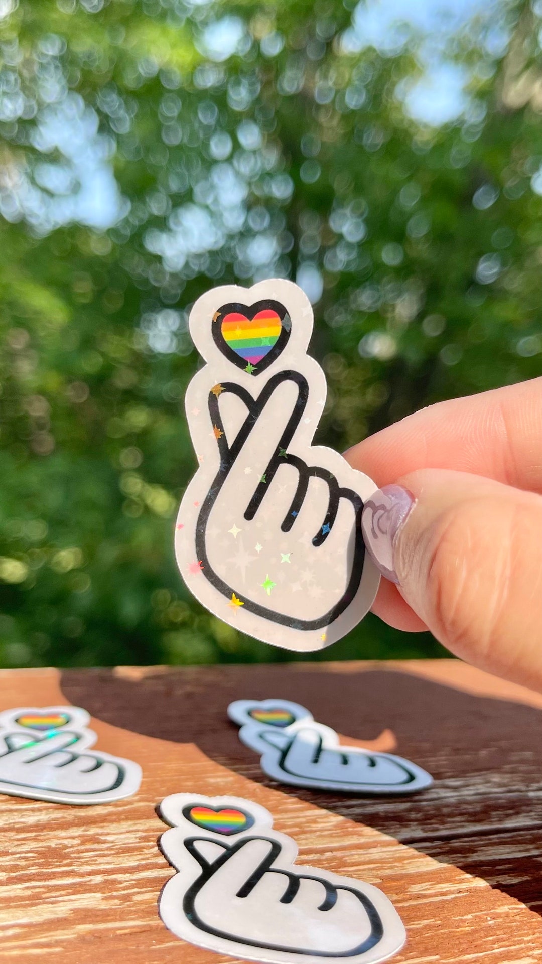Pride Finger Heart Sticker - Etsy