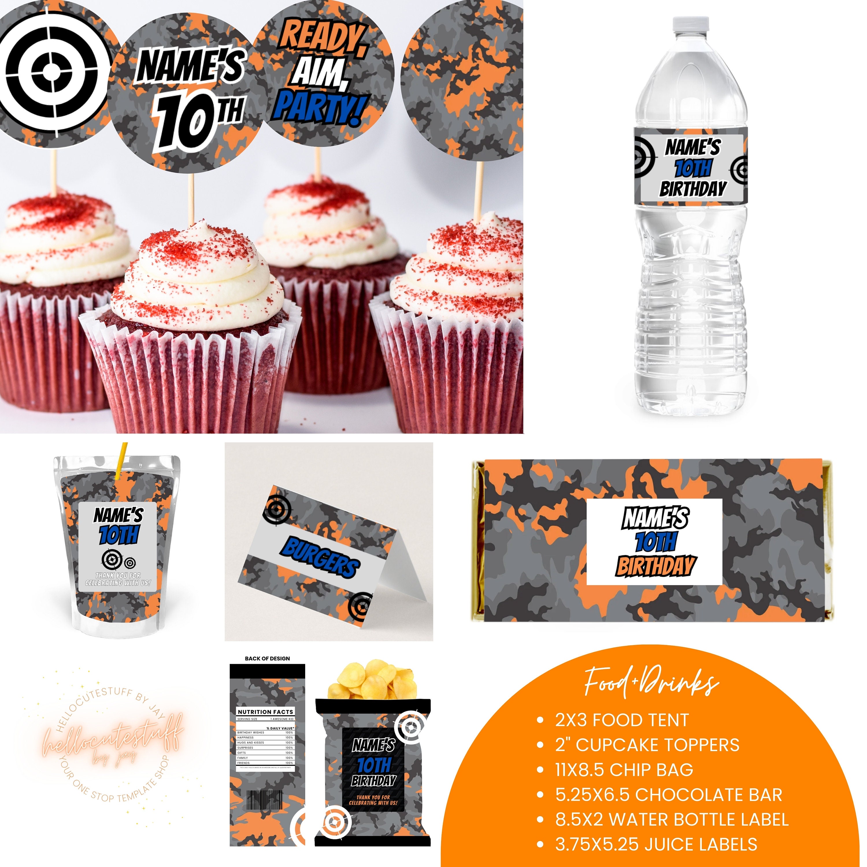 Nerf Battle Birthday Party Bundle | Canva Printable Instant Download - Etsy