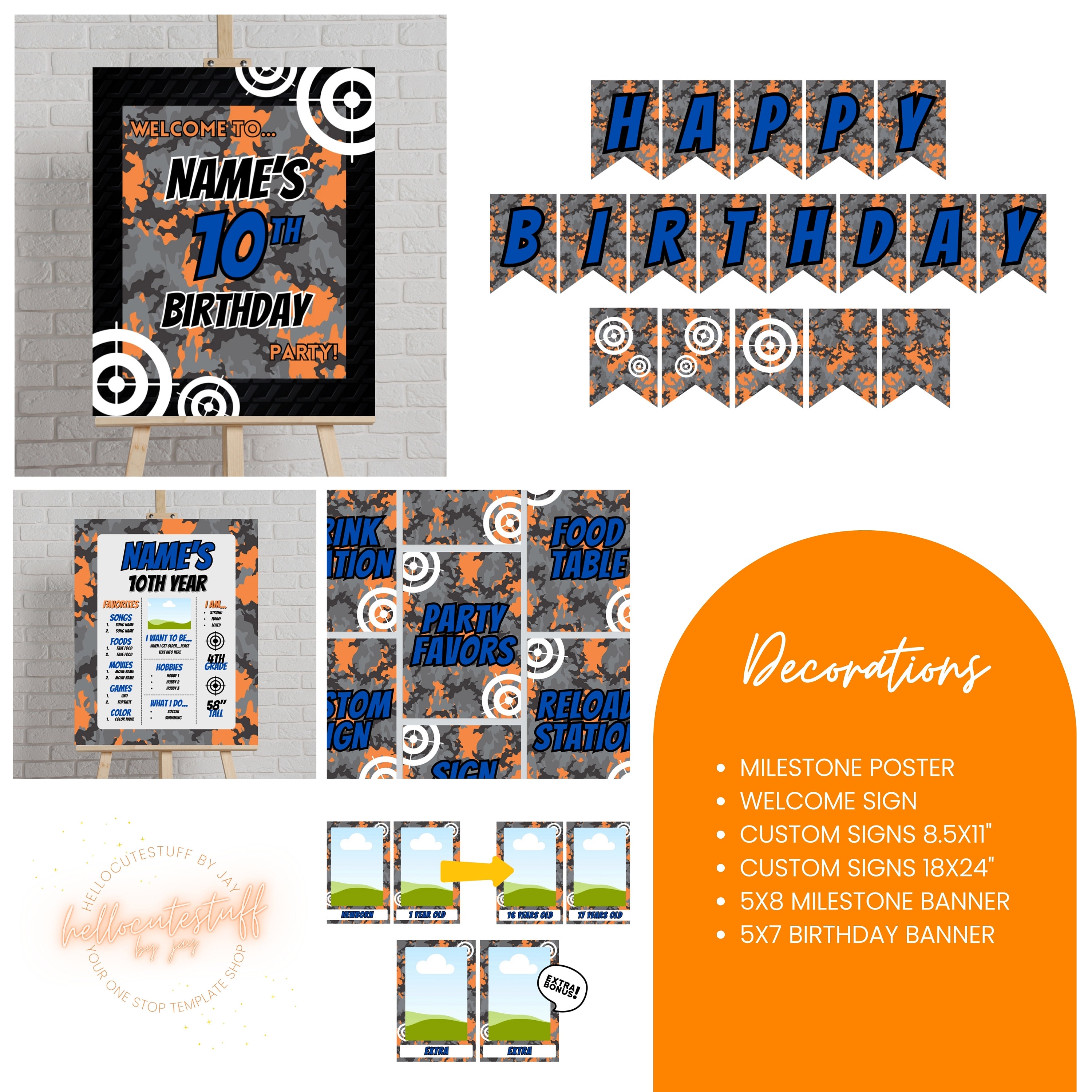 Nerf Battle Birthday Party Bundle Canva Printable Instant Download - Etsy