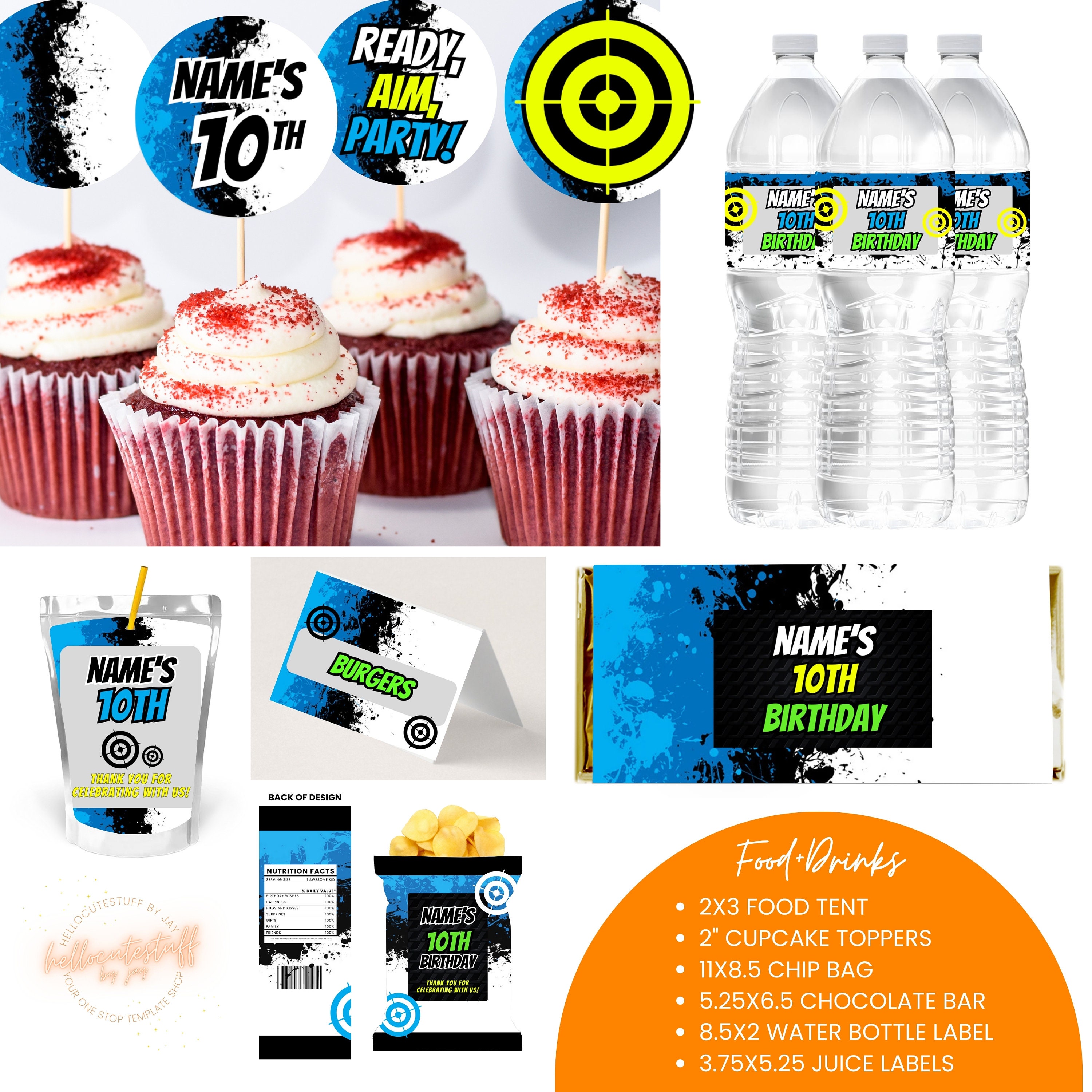 Gel Blaster Birthday Party Bundle | Canva Printable Instant Download - Etsy