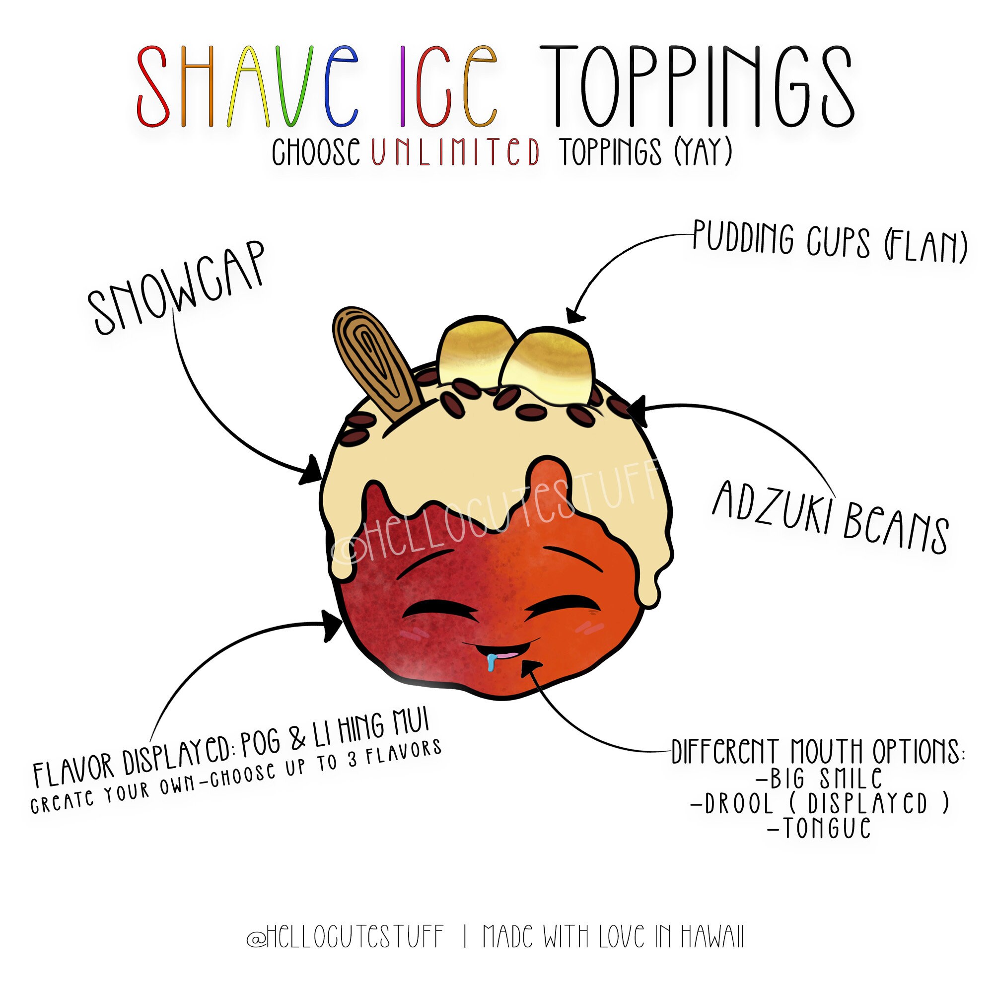 Custom-shave Ice Weatherproof Die Cut Sticker for Laptop, Hydro Flask ...