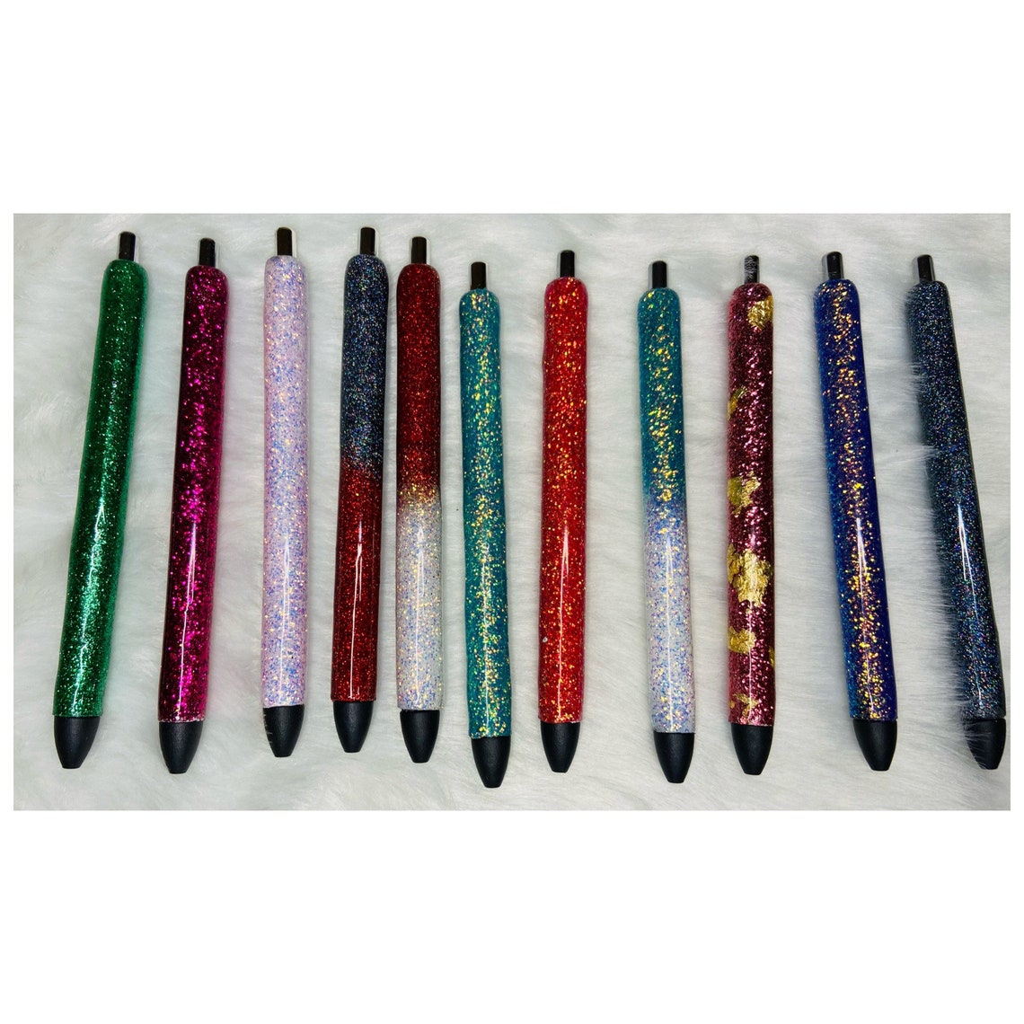 Epoxy pens black ink custom refillable glitter pens | Etsy