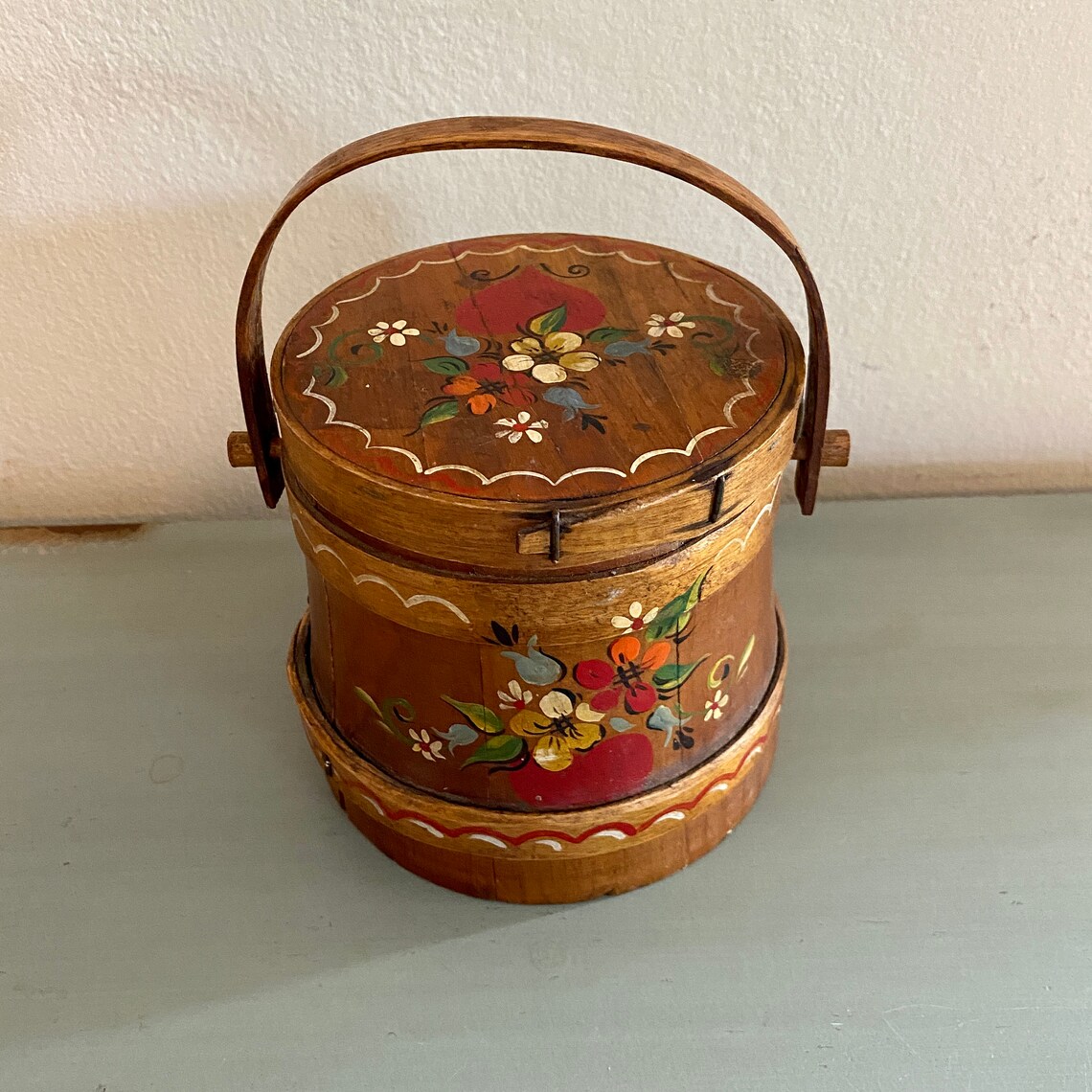 Vintage FIRKIN CHEESE BOX Painted Round Wood Lidded Bucket - Etsy